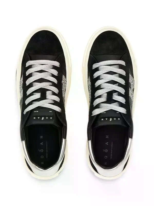 Hogan Crosswind Glitter-embellished Lace-up Sneakers