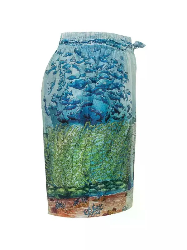Casablanca Trompe L'oeil Silk Shorts - Blue