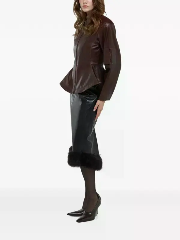 DUCIE Bernadette Peplum Calf Leather Jacket