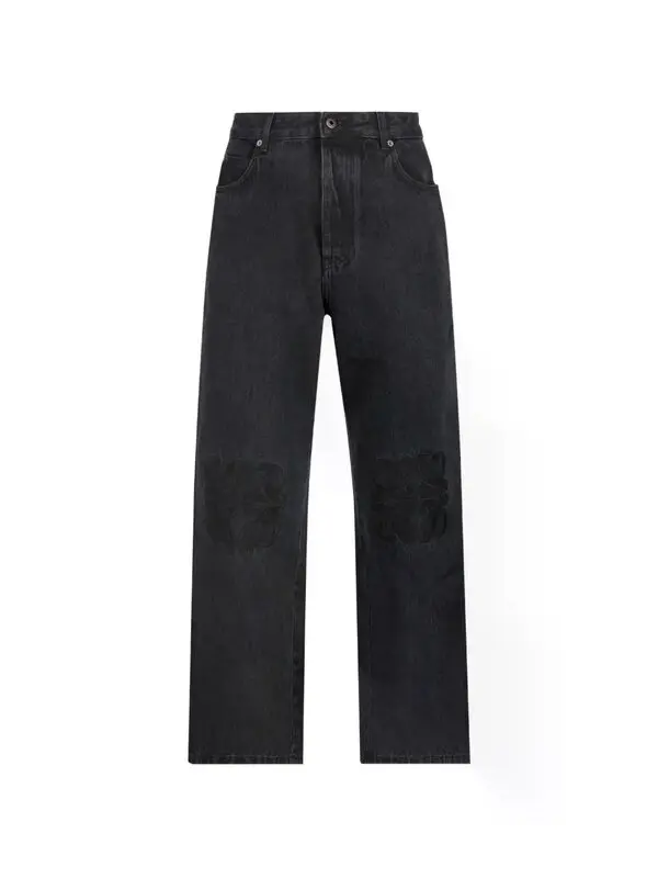 Loewe Anagram Embroidered Straight Leg Jeans - Black
