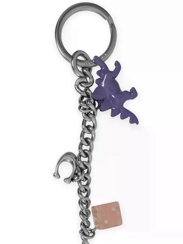 COACH Charm-embellished Curb-chain Keyring