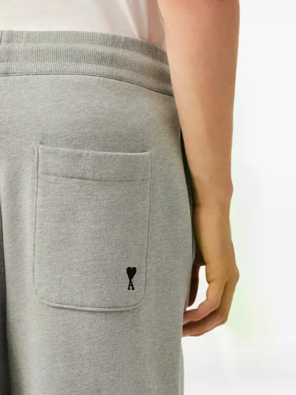 AMI Paris Cotton Track Pants With De Coeur - Grey