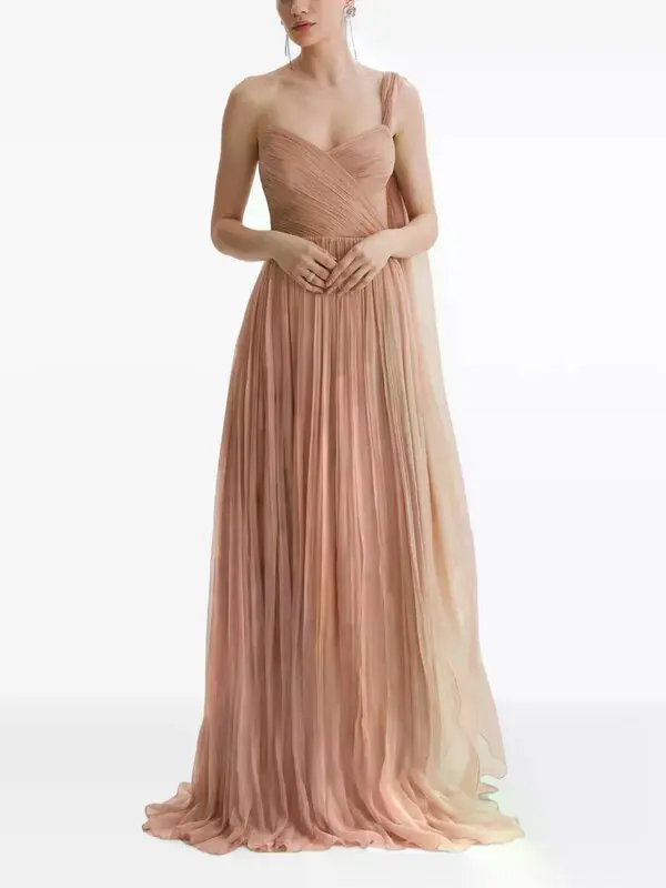 FRAMBOISE Giza Draped Silk Maxi Dress - Pink