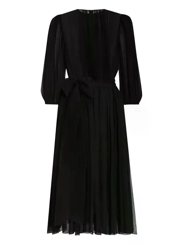 Dolce & Gabbana Midi Chiffon Dress With Pleated Skirt