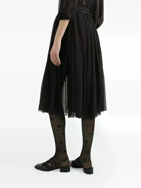 Dolce & Gabbana Midi Chiffon Dress With Pleated Skirt