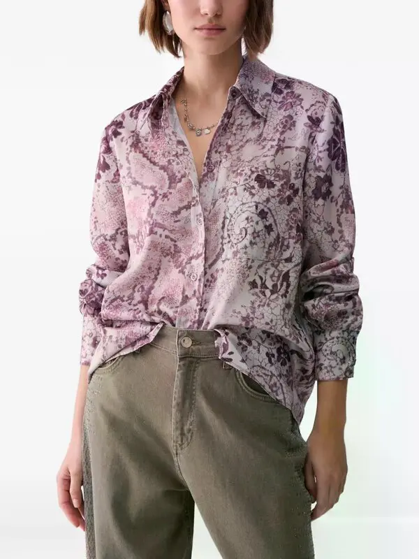 Liu Jo Printed Twill Shirt With Patch Pocket