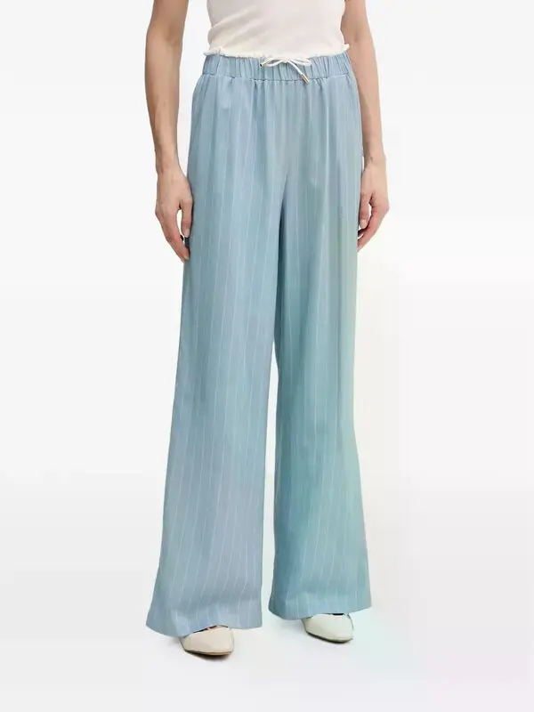 GAUDI Pinstripe Drawstring Wide-leg Trousers
