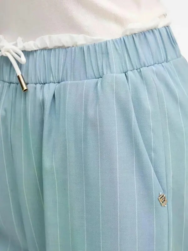 GAUDI Pinstripe Drawstring Wide-leg Trousers