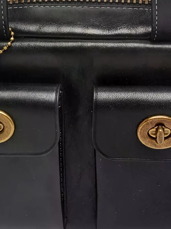 COACH Twin Turnlock Leather Satchel Bag