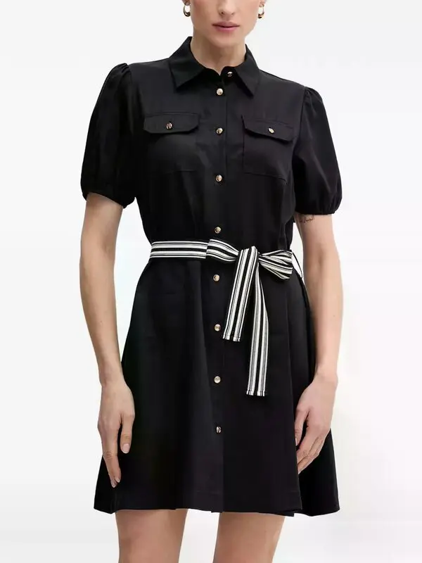 GAUDI Striped Belt Mini Dress - Black