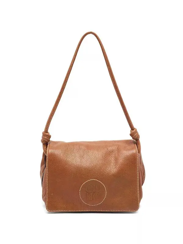 Carolina Herrera Embossed Logo Flap Shoulder Bag - Brown