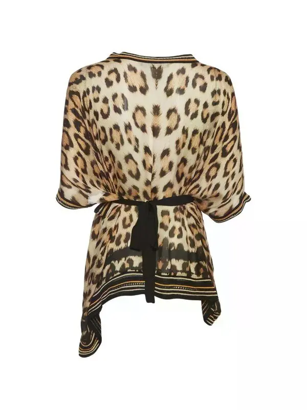 Roberto Cavalli Leopard Print Silk Kaftan - Neutrals