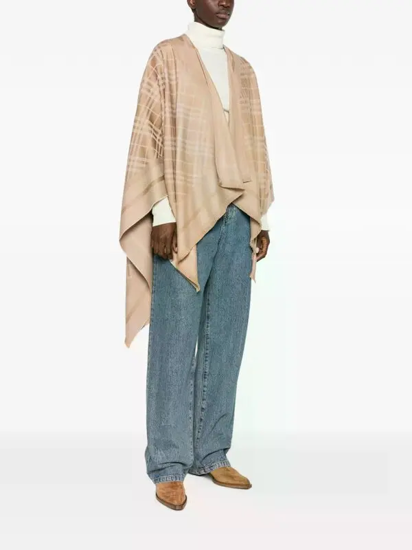 Burberry Check Pattern Wool And Cashmere Blend Cape