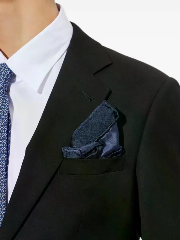 FERRAGAMO Logo-debossed Silk Pocket Square - Blue