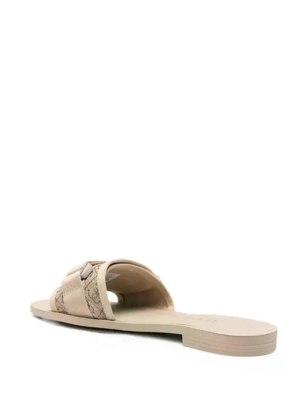 Guess Monogram Touch-strap Slides - Neutrals