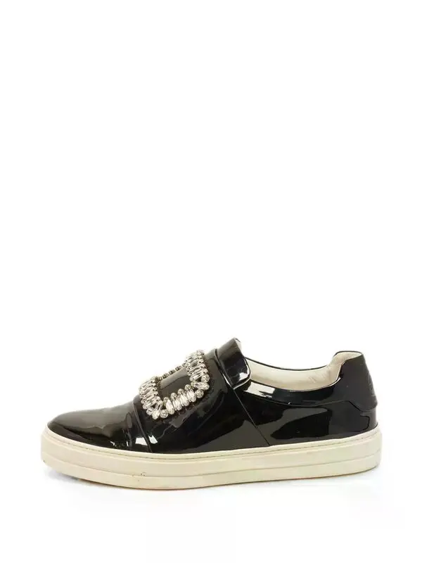 ROGER VIVIER Sneaky Viv Crystal-buckle Slip-on Sneakers - Black