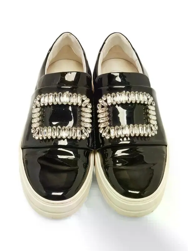 ROGER VIVIER Sneaky Viv Crystal-buckle Slip-on Sneakers - Black
