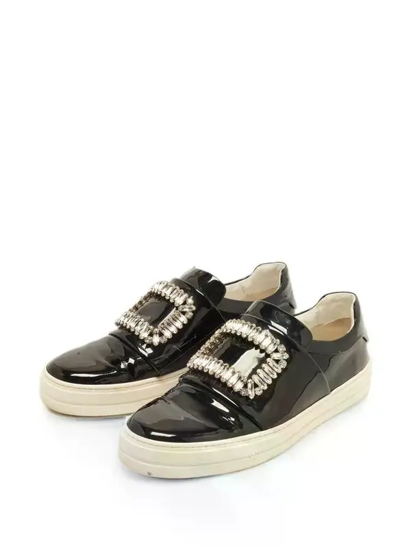 ROGER VIVIER Sneaky Viv Crystal-buckle Slip-on Sneakers - Black