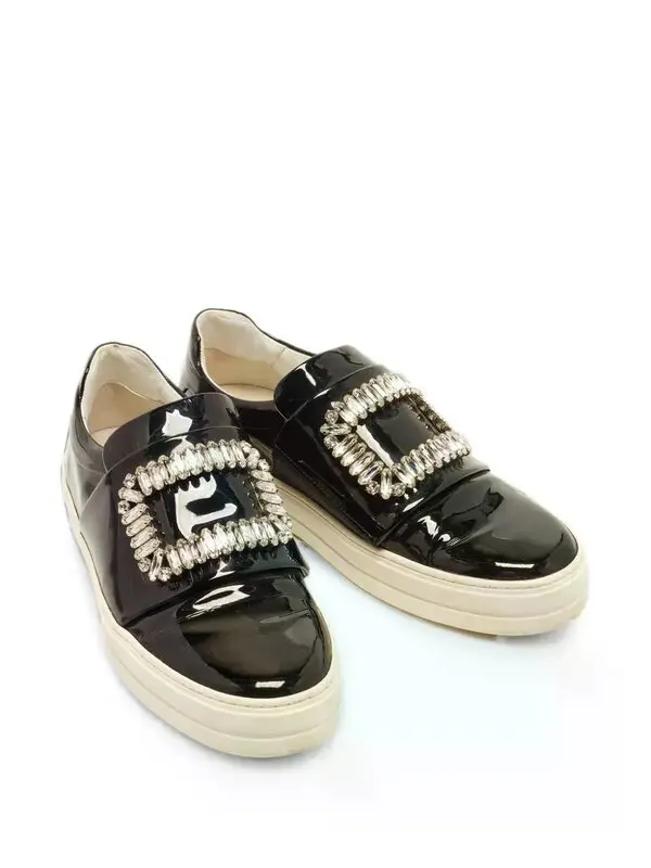 ROGER VIVIER Sneaky Viv Crystal-buckle Slip-on Sneakers - Black