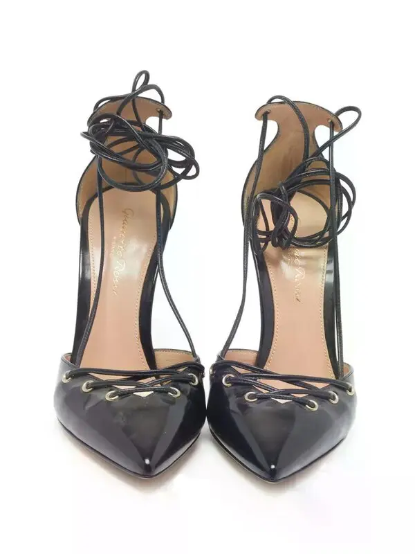 GIANVITO ROSSI Lace-up Patent Leather Pointed-toe Pumps