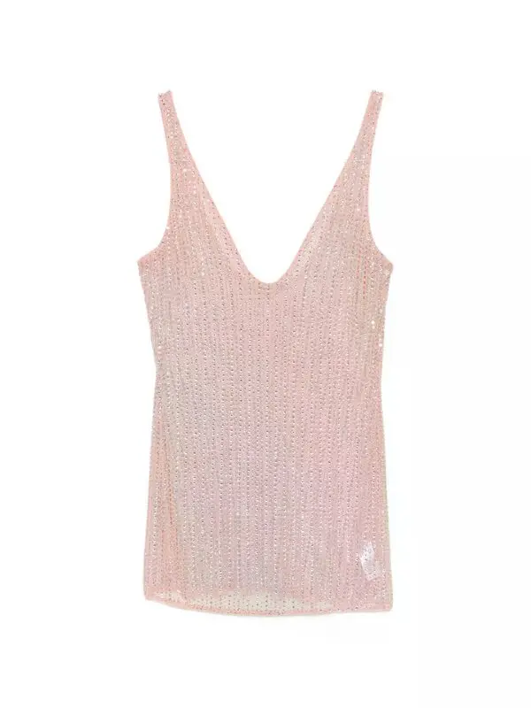 VENUJA Crystal Embellished Sleeveless Mini Dress - Pink