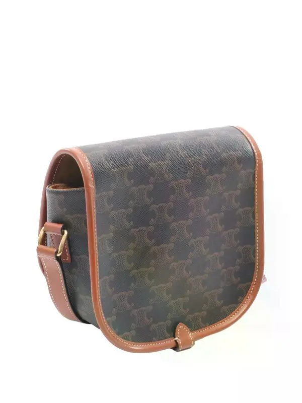 Celine Medium Triomphe Coated Canvas Folco Crossbody Bag - Brown