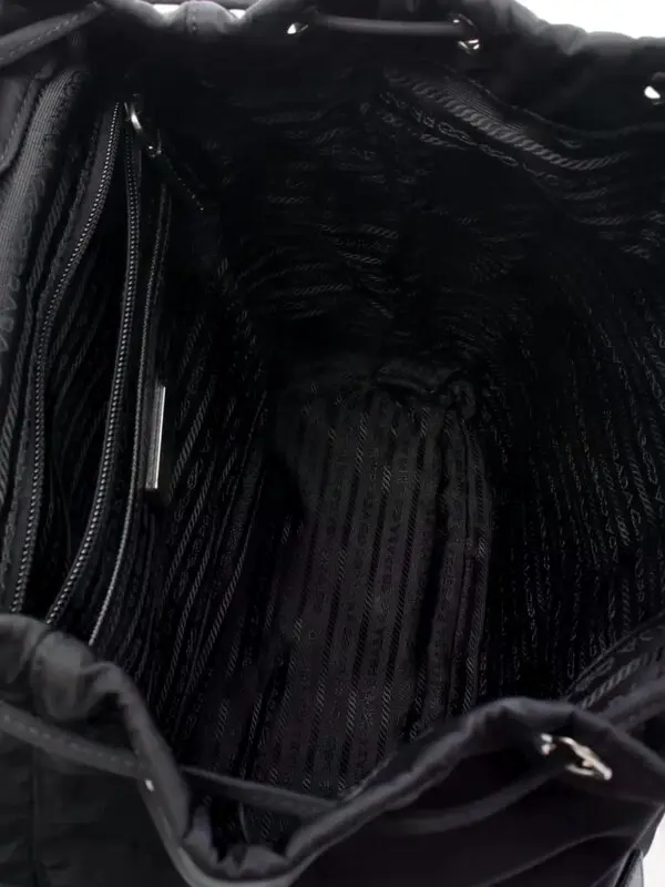 Prada 2013-2026 Saffiano Trimmed Tessuto Backpack - Black