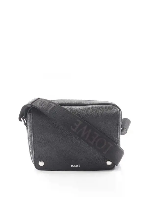 Loewe Pebble Grain Leather Messenger Bag - Black