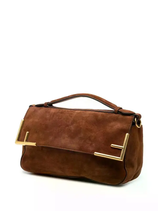 Fendi Printed Satin And Suede Baguette Satchel - Brown
