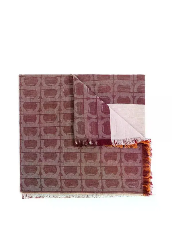 FERRAGAMO Gancini Monogram-pattern Scarf - Red
