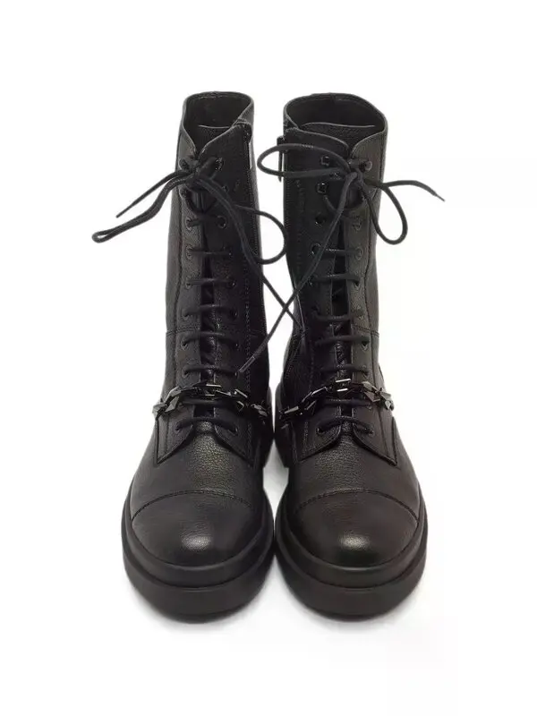 JIMMY CHOO Leather Lace Up Combat Boots