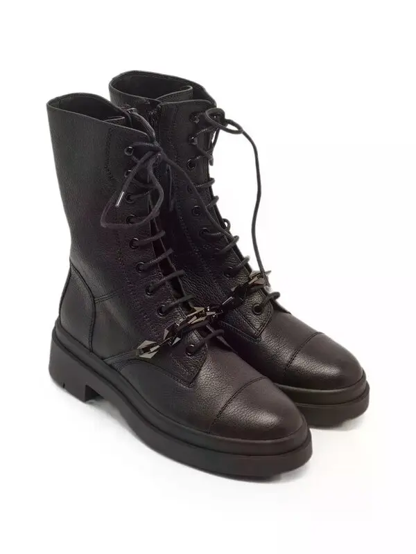 JIMMY CHOO Leather Lace Up Combat Boots