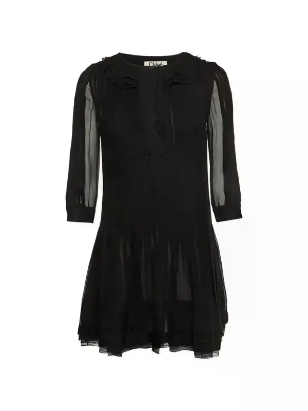 Chloé Pleated Silk Mini Dress