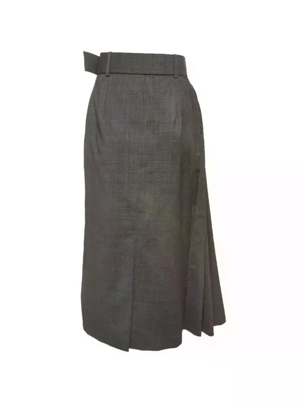 Prada Checked Asymmetrical Midi Skirt