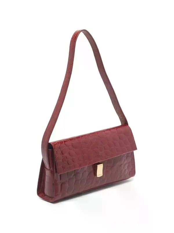 Furla Croc-embossed Leather Shoulder Bag With Gold-tone Lock Closure
