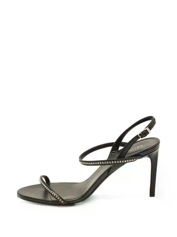 Celine Crystal Embellished Slingback Stiletto Sandals - Black