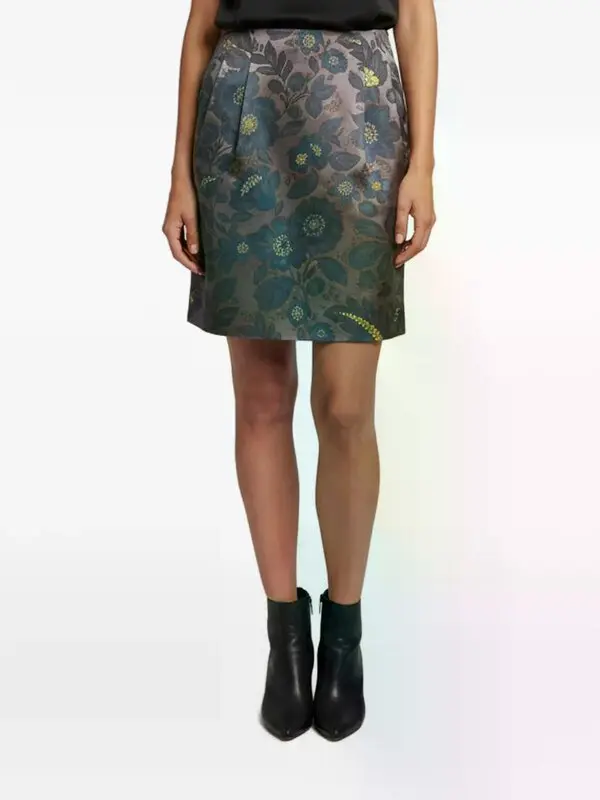 Etro Floral-jacquard Mini Skirt - Grey