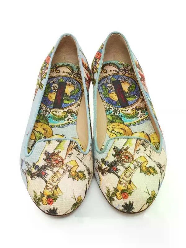 Dolce & Gabbana Brocade Graphic Print Slip-on Slippers