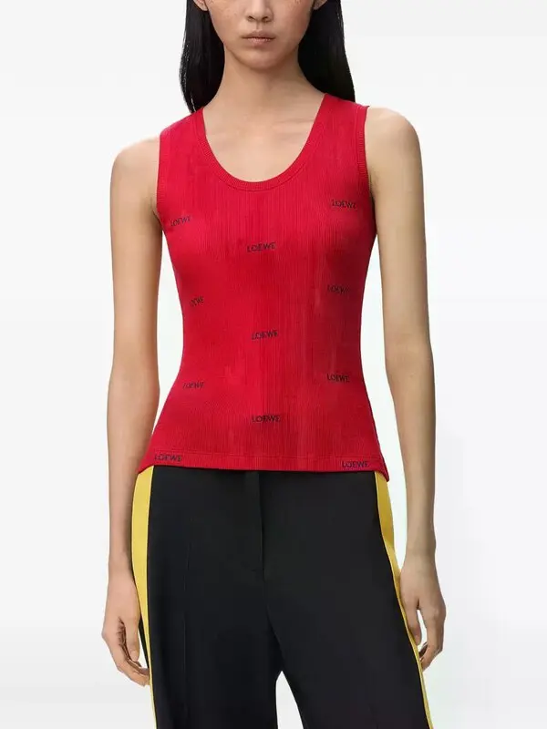 Loewe Logo Embroidered Ribbed Knit Tank Top