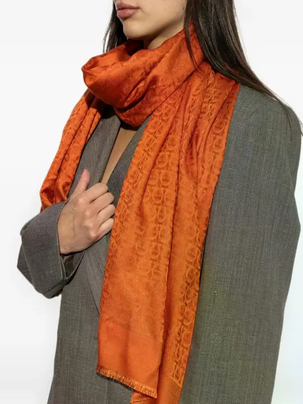 FERRAGAMO Gancini Monogram Scarf - Orange