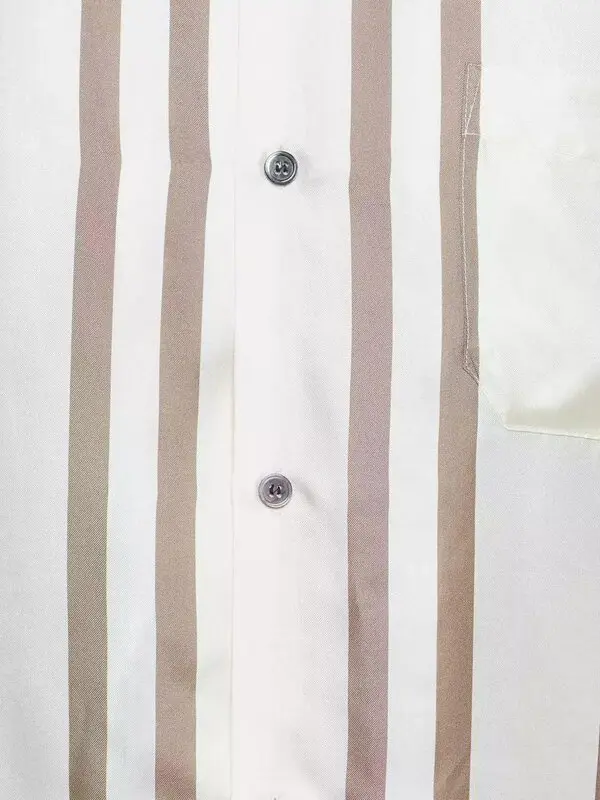 John Elliott Striped Short-sleeved Silk Shirt - Neutrals