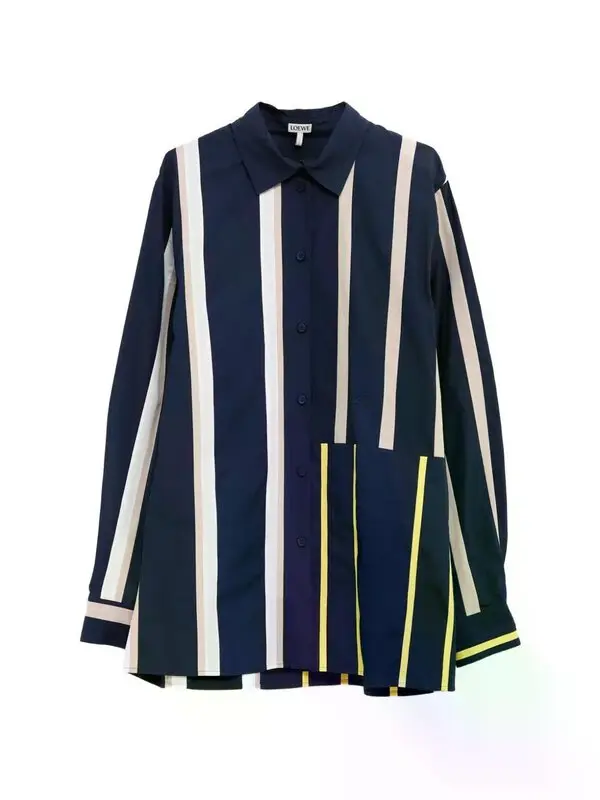 Loewe Striped Cotton Shirt With Embroidered Anagram Motif