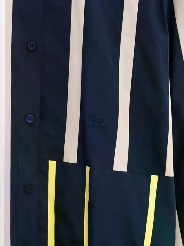Loewe Striped Cotton Shirt With Embroidered Anagram Motif