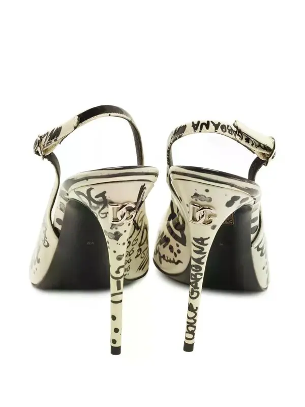 Dolce & Gabbana Graffiti Print Leather Slingback Pumps