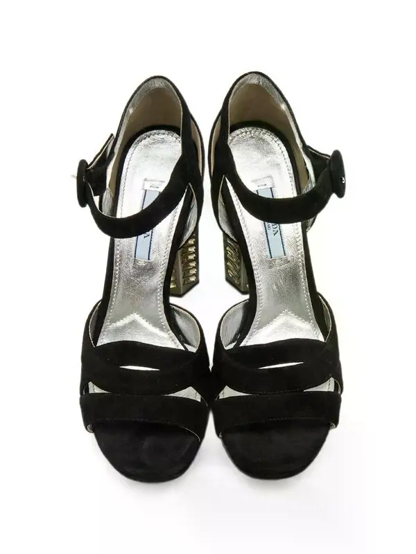 Prada Suede Crystal-embellished Heeled Sandals
