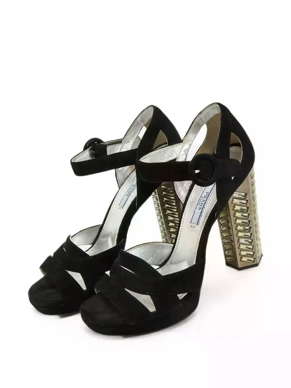 Prada Suede Crystal-embellished Heeled Sandals