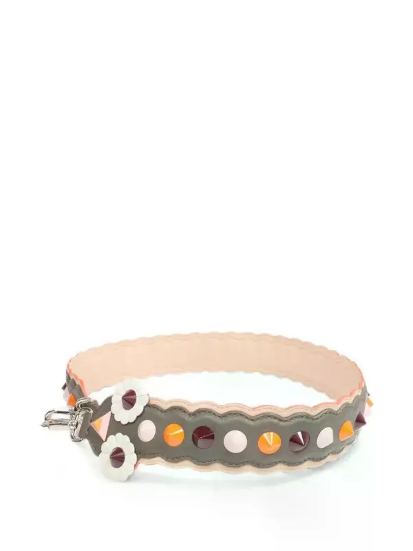 Fendi Studded Shoulder Strap With Floral Appliqu - Grey