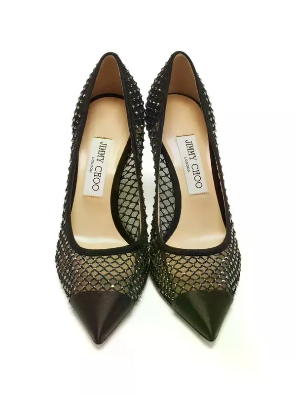 JIMMY CHOO Mesh Crystal Embellished Stiletto Pumps