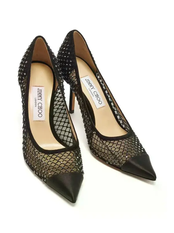 JIMMY CHOO Mesh Crystal Embellished Stiletto Pumps