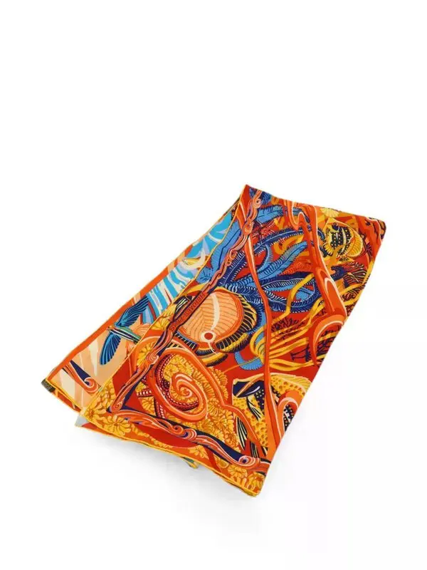 Hermès Ocean-print Silk Scarf - Red